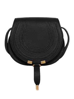 Chloé Chloé Small Marcie Leather Saddle Bag Black