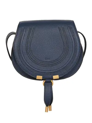 Chloé Chloé Small Marcie Leather Saddle Bag Navy
