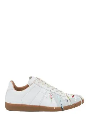MAISON MARGIELA Replica Paint Splatter Leather Low-top Sneakers - White