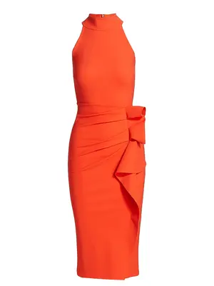 Chiara Boni La Petite Robe Halter Ruffle Midi Dress Arancio