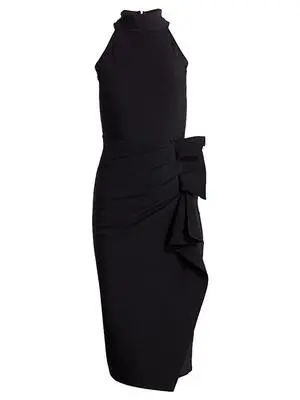 Chiara Boni La Petite Robe Halter Ruffle Midi Dress - Black