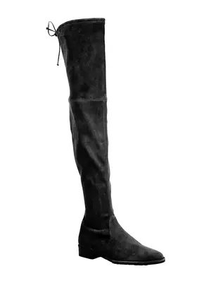 STUART WEITZMAN Women's Lowland Over-The-Knee Suede Boots - Black  Black