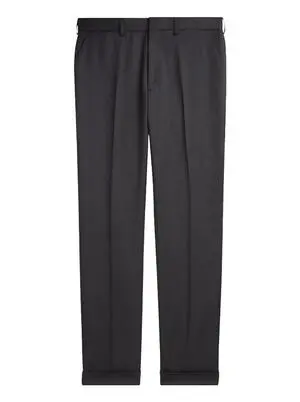 Ralph Lauren Purple Label Greg Flat-front Wool Pants Charcoal
