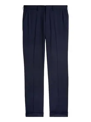 Ralph Lauren Purple Label Greg Flat-front Wool Pants Navy