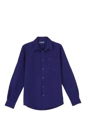 Vilebrequin Long-sleeve Linen Shirt Midnight