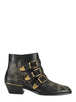Chloé Susanna Studded Leather Ankle Boots - Black
