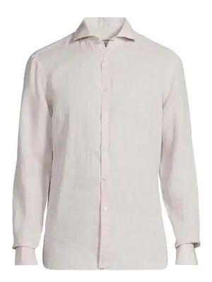 Canali Linen Sport Shirt - Light Tan