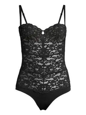 FLEUR DU MAL Charlotte Lace Balconette Bodysuit - Black