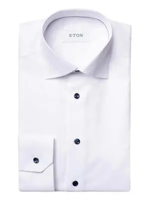 ETON Slim-fit Twill Dress Shirt With Navy Details