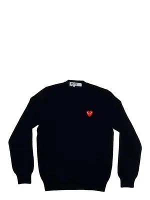 Play Comme Des Garcon Double Heart Play V-neck Sweater - Black