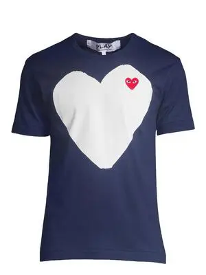 Play Comme Des Garcon Heart In Heart Graphic Tee - Navy