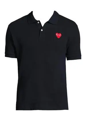 Play Comme Des Garcon Heart Applique Polo Navy