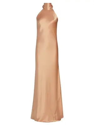 Galvan Women's Sienna Satin Halterneck Gown - Nude  Rust