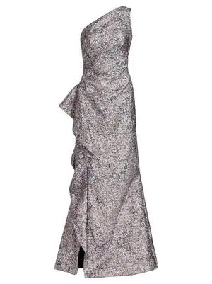 Rickie Freeman For Teri Jon Metallic Jacquard One-shoulder Gown - Pink Lilac