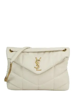 Saint Laurent Saint Laurent Puffer Medium Leather Shoulder Bag Bianco Cream