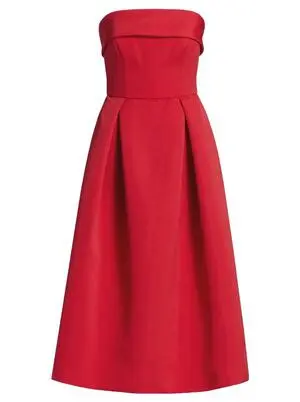 Amsale Faille Strapless Dress - Cardinal