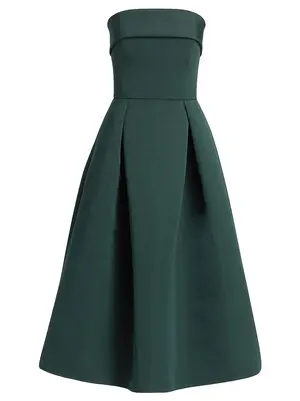 Amsale Faille Strapless Dress Hunter