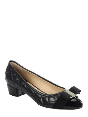 FERRAGAMO Vara 30mm Quilted Leather Pumps - Black
