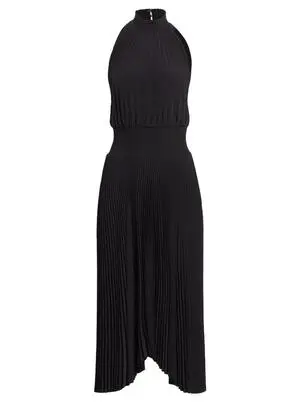 A.L.C. Renzo Plissé Halter Midi Dress - Black