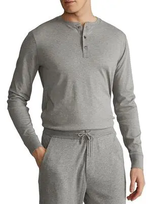 Ralph Lauren Purple Label Long-sleeve Cotton Henley T-shirt - Light Grey