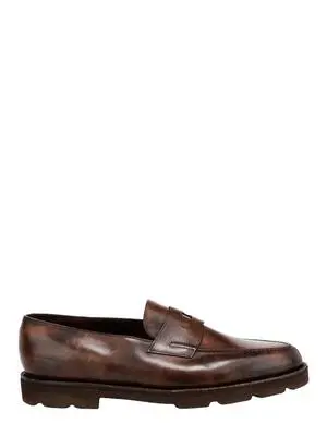 John Lobb Lopez Chunky Leather Penny Loafers - Dark Brown