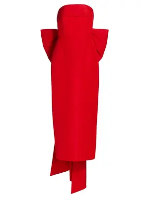 Alexia Maria Margaret Bow Silk Dress Red