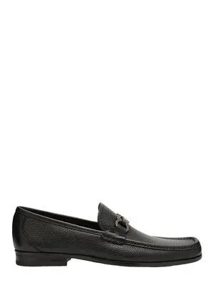 FERRAGAMO Grandioso Gancini Bit Leather Loafers Nero