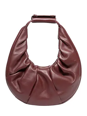 Staud Staud Mini Moon Leather Hobo Bag Bordeaux