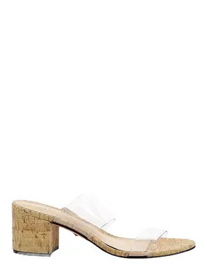 Schutz Victorie Vinyl & Leather Cork Mules Tan