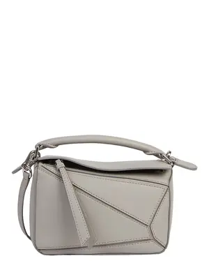 Loewe LOEWE Mini Puzzle Leather Bag Pearl Grey