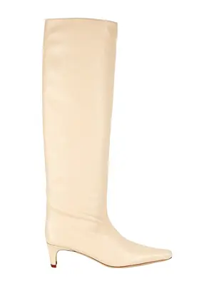 Staud Wally Leather Knee-high Boots Cream