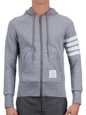 Thom Browne Zip-up Bar Striped Hoodie - Navy