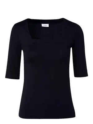 Akris Elets Jersey Square Neck Top - Black