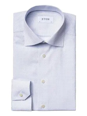 Eton Slim-fit Micro Floral-print Dress Shirt - Blue