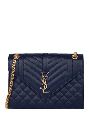 Saint Laurent Saint Laurent Envelope Medium Shoulder Bag Deep Blue