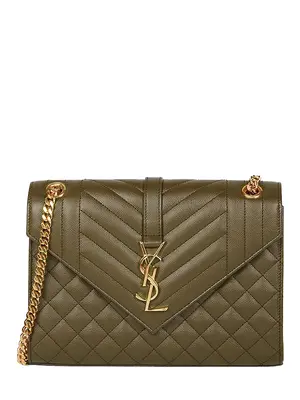 Saint Laurent Saint Laurent Envelope Medium Shoulder Bag Khaki