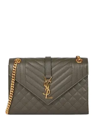 Saint Laurent Saint Laurent Envelope Medium Shoulder Bag Pebble