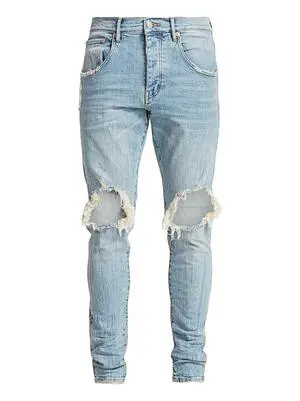 PURPLE BRAND P002 Repair Drop-fit Skinny Jeans