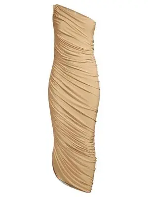 Norma Kamali Diana Ruched One-shoulder Gown Blonde