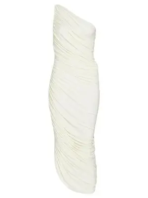 Norma Kamali Diana Ruched One-shoulder Gown Ivory