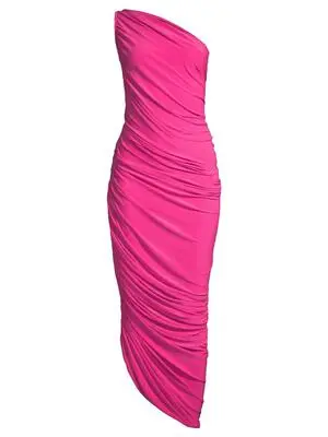 Norma Kamali Diana Ruched One-shoulder Gown Rose