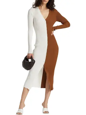 Staud Shoko Colorblocked Midi-dress Limoncello