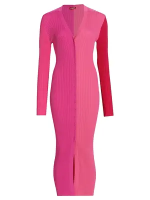 Staud Shoko Colorblocked Midi-dress Quartz Multi