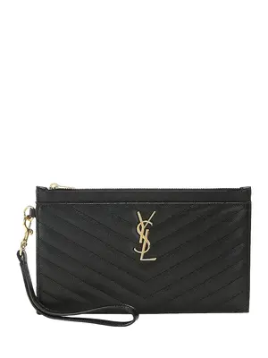 Saint Laurent Saint Laurent Monogram Matelassé Leather Pouch Fuchsia