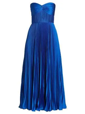 AMUR Pleated Strapless Belle Dress - Deep Oceans