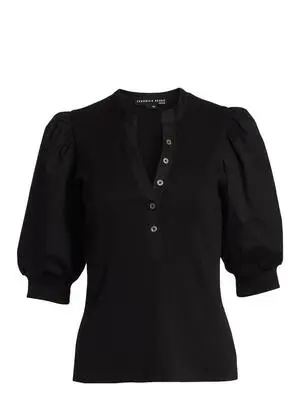 Veronica Beard Coralee Puff-sleeve Top - Black