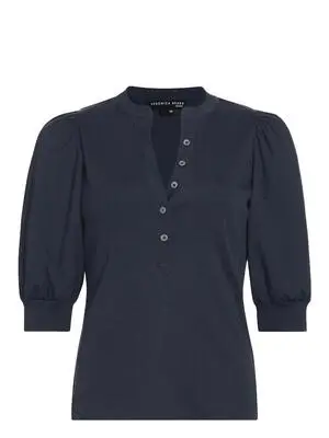 Veronica Beard Coralee Puff-sleeve Top - Navy