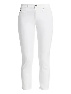 Ag Prima Sateen Mid-rise Crop Cigarette Pants - White
