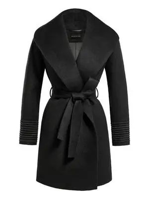 SENTALER Shawl-collar Wrap Coat