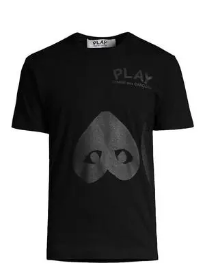 Play Comme Des Garcon Two Hearts Print Graphic Tee - Black
